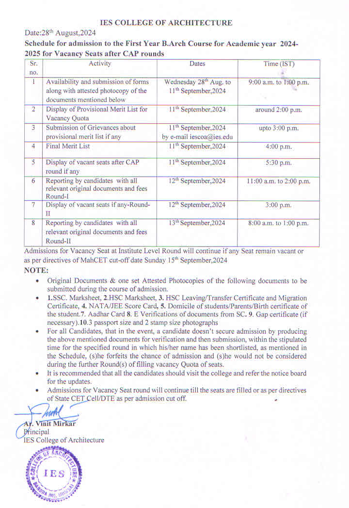 Admissions – IES's College of Architecture